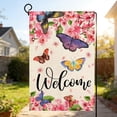 B Spring Linen Garden Flag, Double-Sided Print With Easter Bunny Floral ...