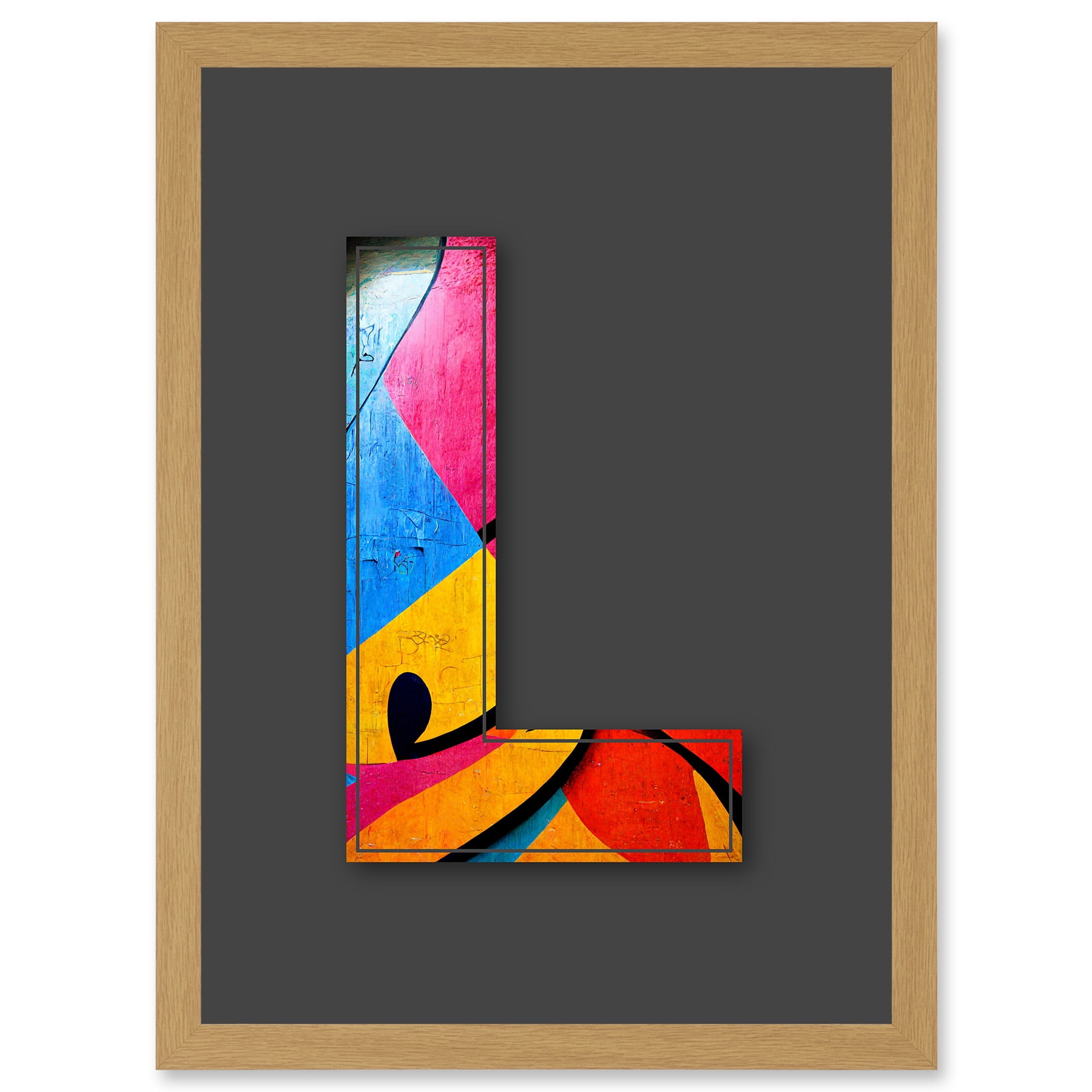 Letter L Abstract Blue Pink Yellow Decorative Graffiti Mural Alphabet ...