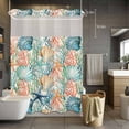 No Hook Shower Curtain with Snap in Liner, Summer Sea Starfish Coral ...