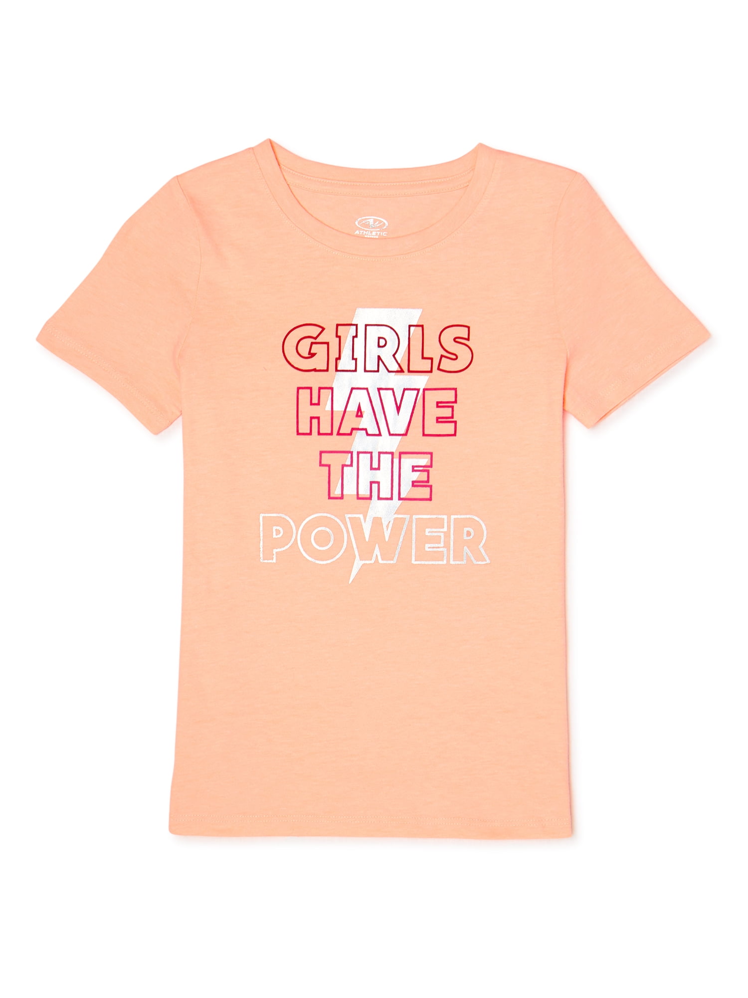 Athletic Works Girls' Graphic T-Shirt with Short Sleeves, Sizes 4-18 ...