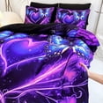 3PCS Butterfly Bedding Set, Purple Galaxy Heart Print Duvet Cover with ...