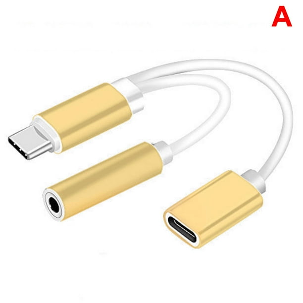 Black 2-in-1 Type-C USB C to 3.5mm AUX Audio Headphone Jack Adapter ...