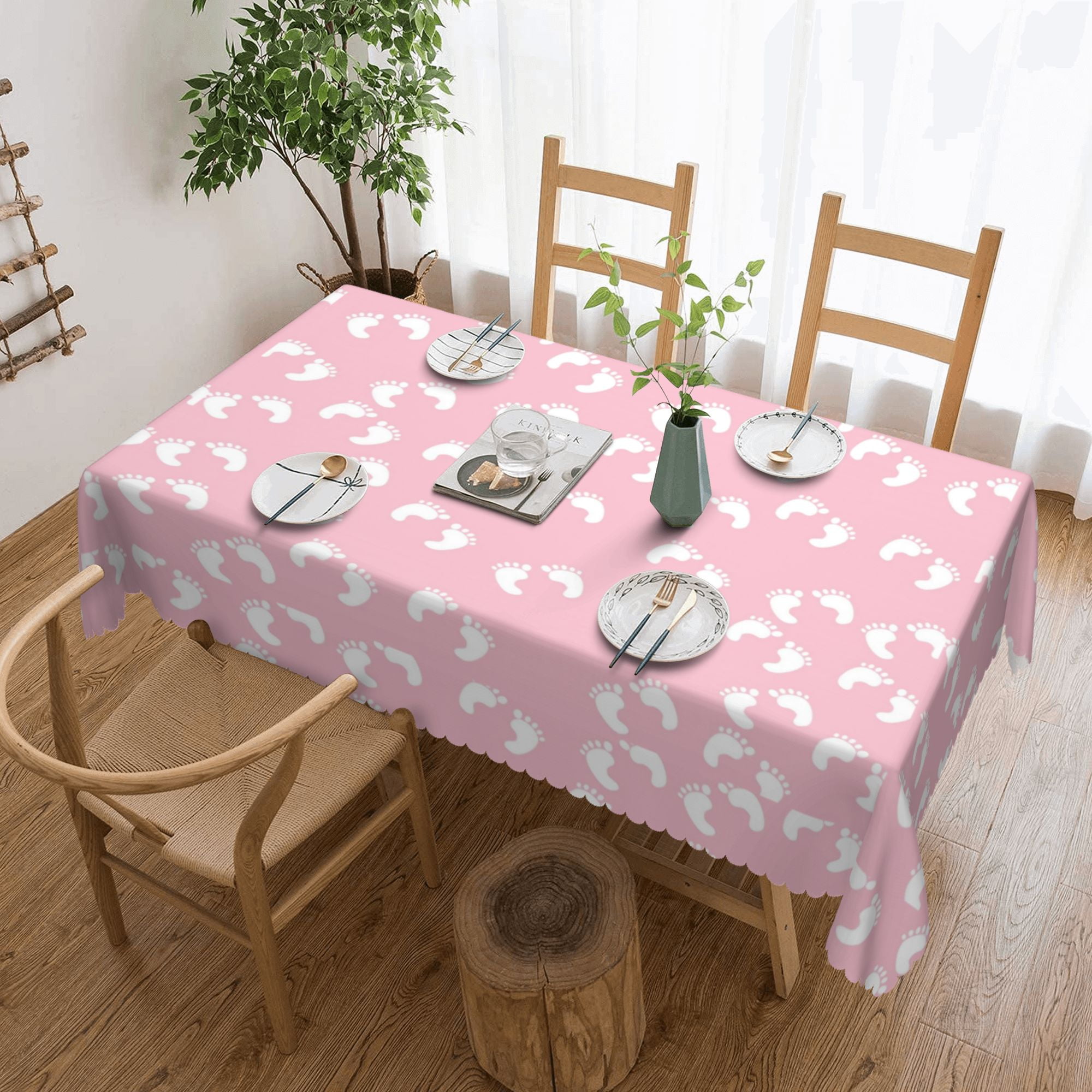 XMXY Table Cloth Rectangle Table, Baby Footprints Footsteps Dining ...
