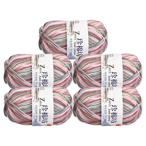 Uxcell 5 Pack of 50g Cotton Blend Yarn Crochet Craft Yarns for Knitting ...