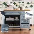 52" Kitchen Island with Drop Leaf, Embossed Texture Rolling Kitchen ...