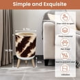 Small Trash Can with Lid Abstract Brown Cream Brushstroke Organic ...