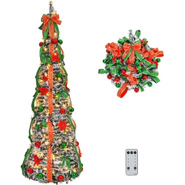 6ft Pop Up Christmas Tree Pre Decorated, Bringstar Pull Up Prelit Xmas ...