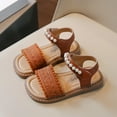 Brown Girls Pearl Sandals Soft Sole For Little Children Summer Beach ...