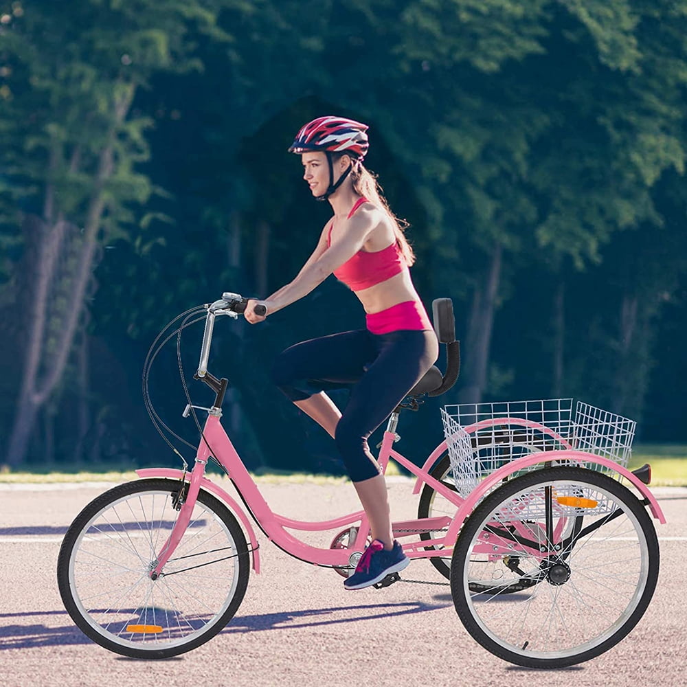 Lilypelle Adult Tricycles Unisex,24" Wheels 7 Speed Cruiser Trike Bike ...