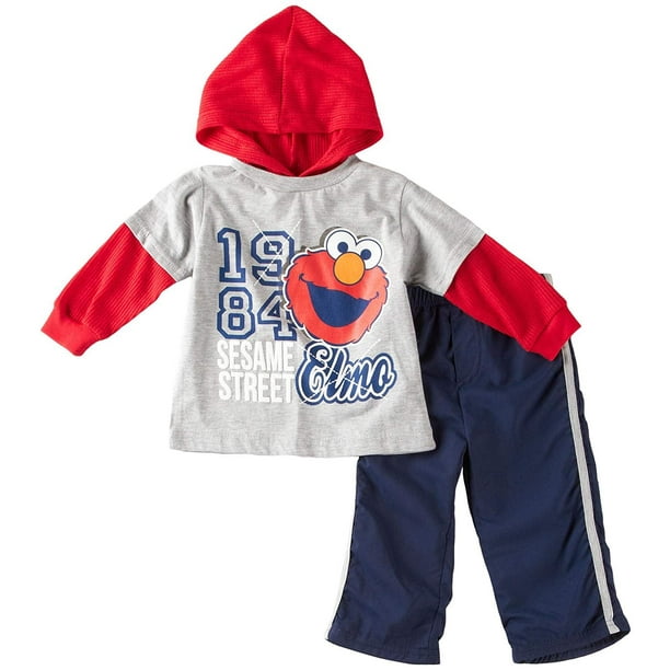 Sesame Street Baby Boys' 2 Piece Elmo 1984 Pant Set, Grey, 12 Months ...