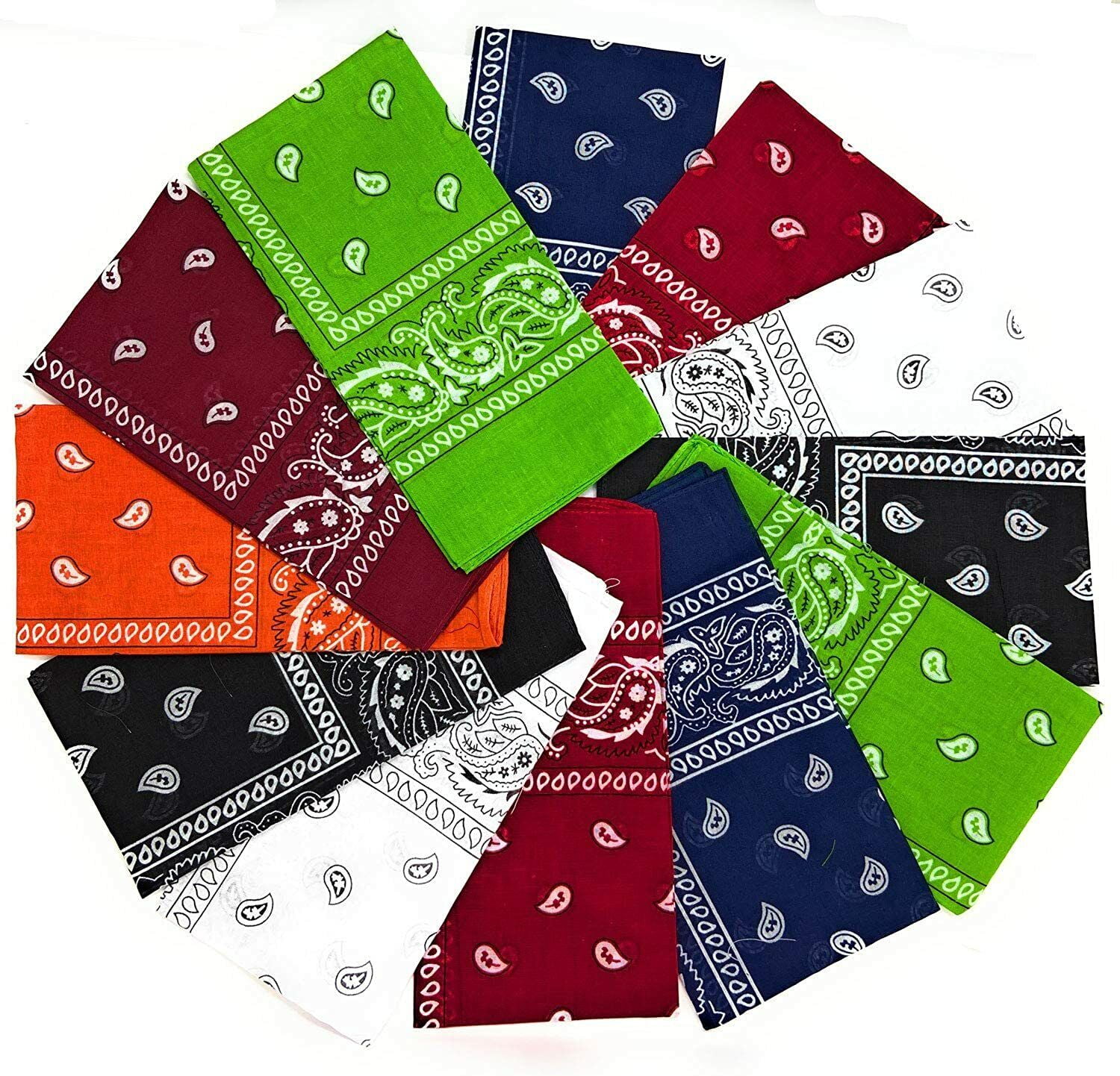 Perfect Life Ideas 100% Cotton Bandanas For Men - 12 Pack Multi-Use ...