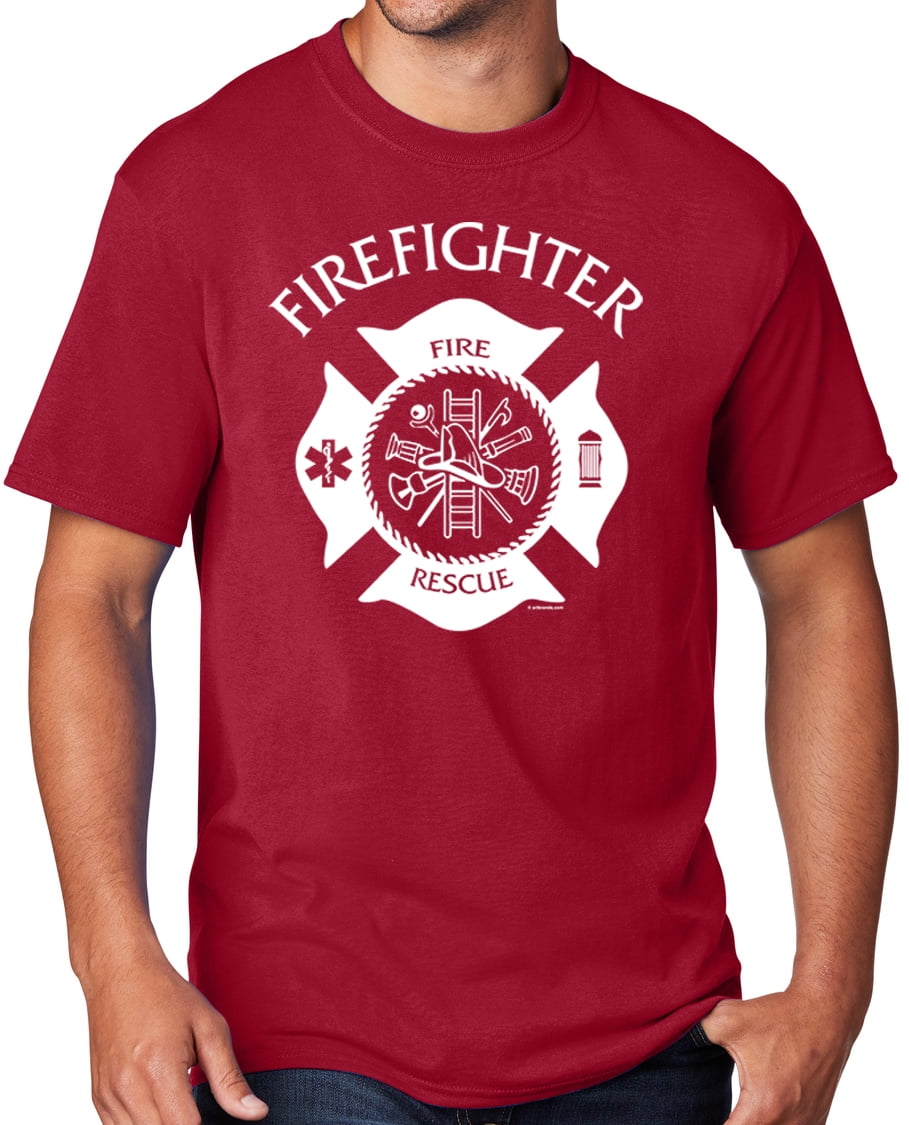 Men's Firefighter T-shirt, 6XL Red - Walmart.com