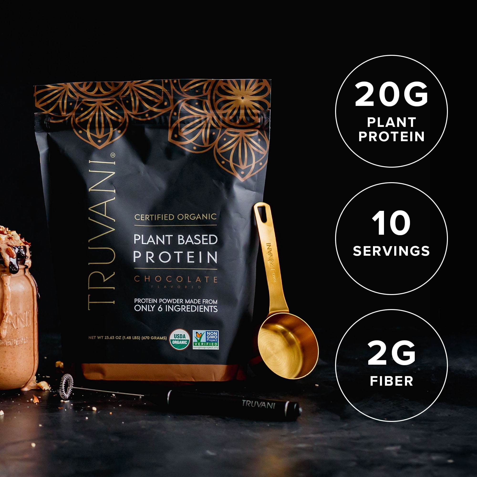 Truvani Vegan Protein Powder - Chocolate Protein Shake Mix - 10 ...