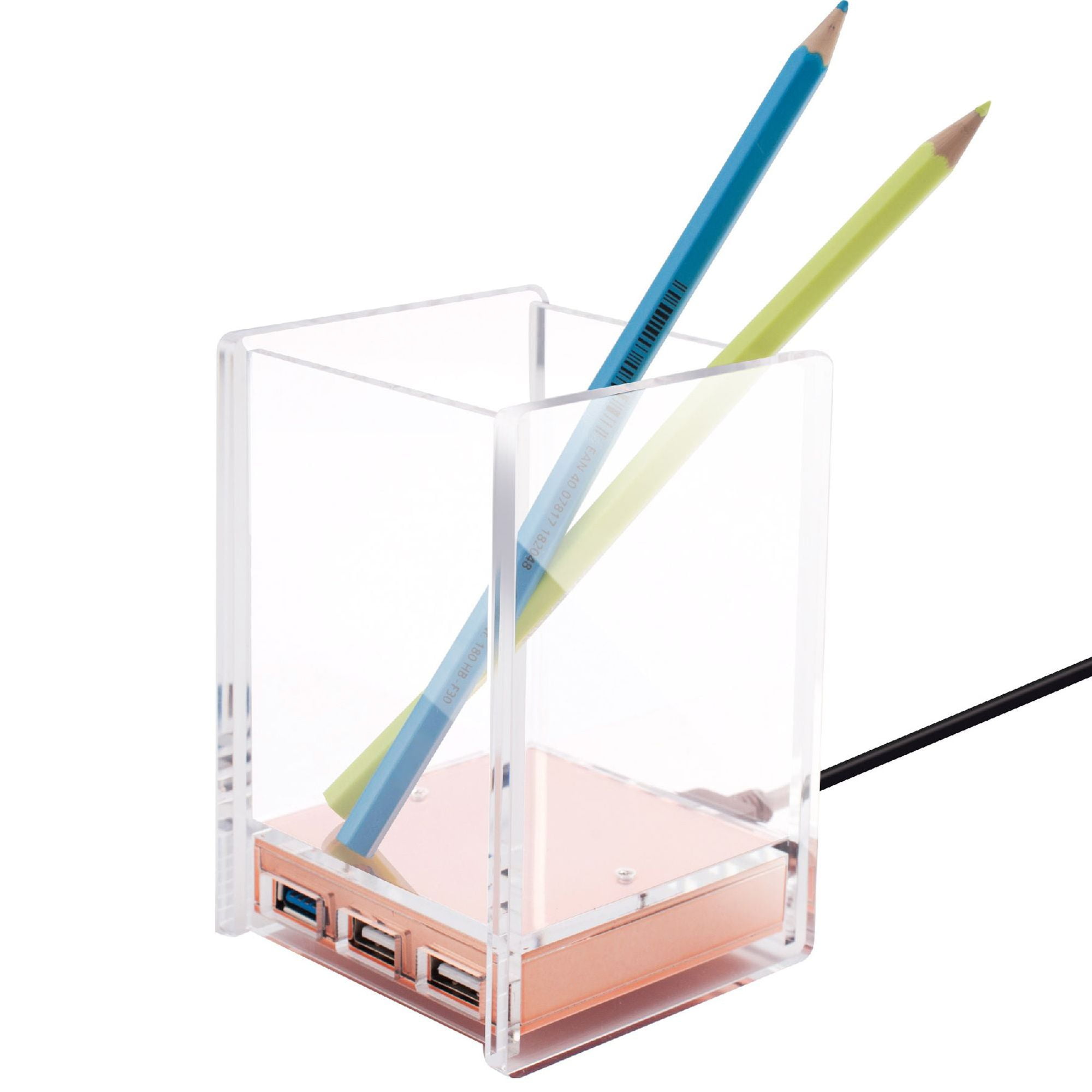 Acrylic Pen Holder with USB 3.0 Hub for Transfer Files Data, 2 in 1 ...