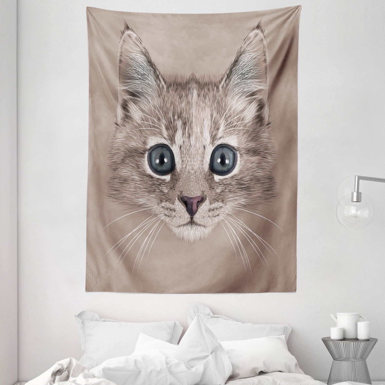 Animal Tapestry, Portrait of Domestic Cat Cute Face Baby Kitten Pet ...