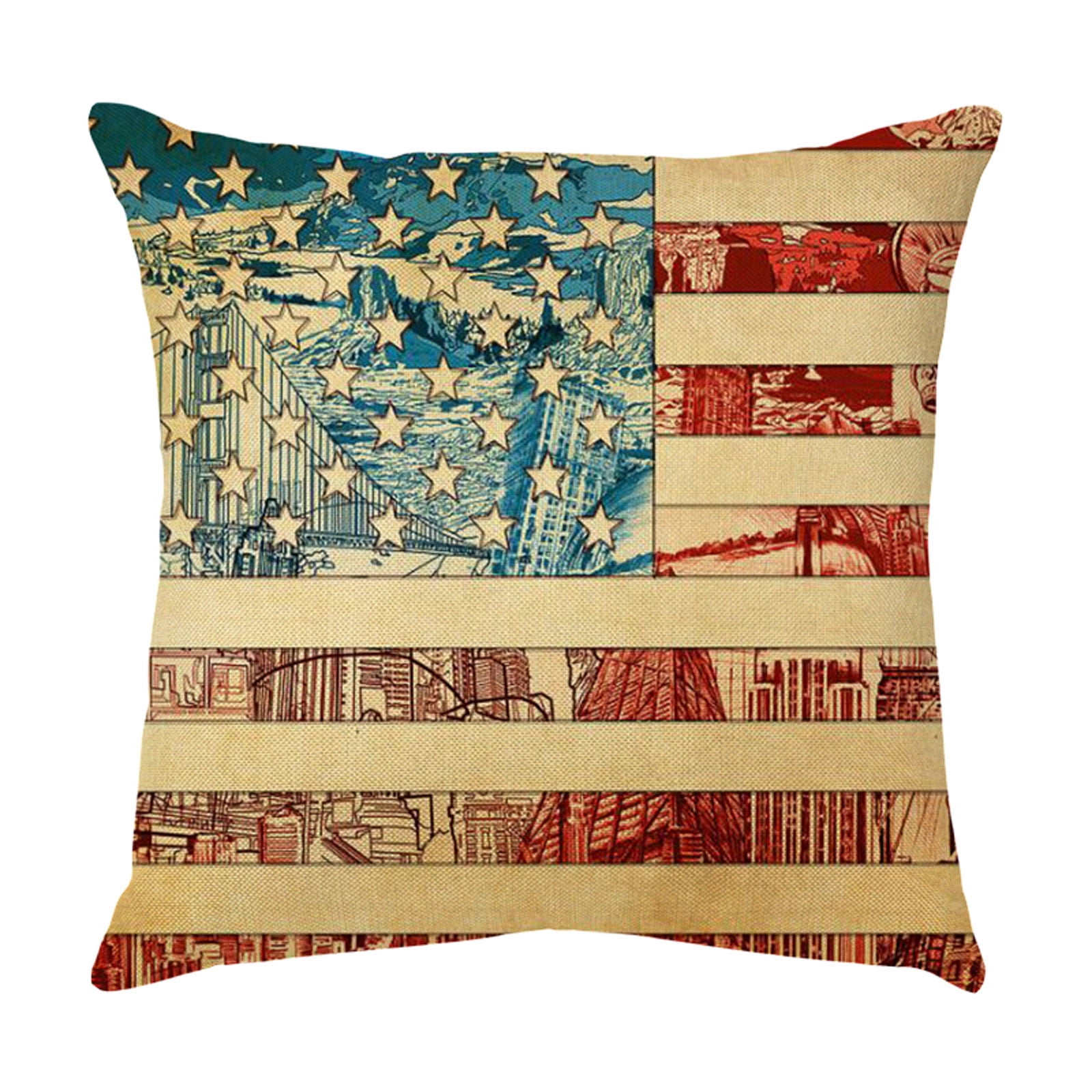 AURIGATE Vintage American Flag Throw Pillow Covers 4th of July ...