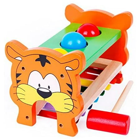 Tiger Pound & Tap Bench with Slide Out Xylophone Hammer Sticks and ...