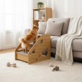 Lazsy Wooden Pet Stairs Easy Assembly Dog Steps for Bed Sturdy Wood ...