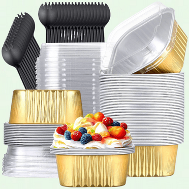 10Pcs 100ml Tin Foil Aluminum Foil Pudding Cup With Lid Heart-shaped ...