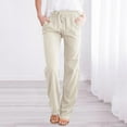 Audhol Drawstring Elastic Waist Casual Wide Leg Trousers Womens Wide
