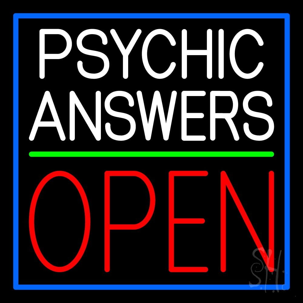 White Psychic Answers Red Open Green Line LED Neon Sign 16" Tall x 16 ...