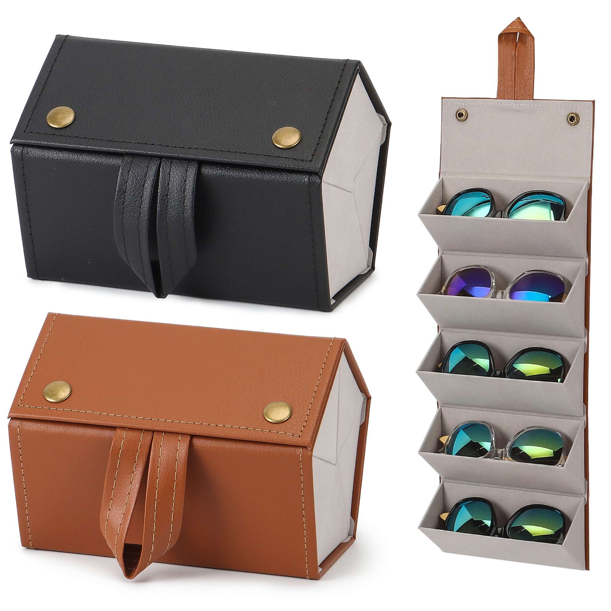 Gustave Travel Sunglasses Organizer with 5 Slots, Foldable Portable ...