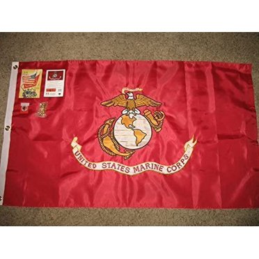 United States Marine Corps USMC Double Sided Embroidered Nylon 2 x 3 ...