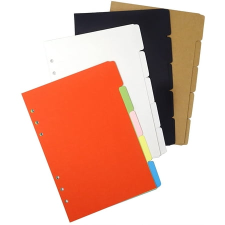 HISRFO 4 Sets of A5 6-Holes Kraft Paper Index Page Tab Cards for A5 6 ...