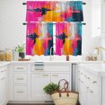 Collage Art Kitchen Curtains Valance and Tier Set Abstract Pink Blue ...