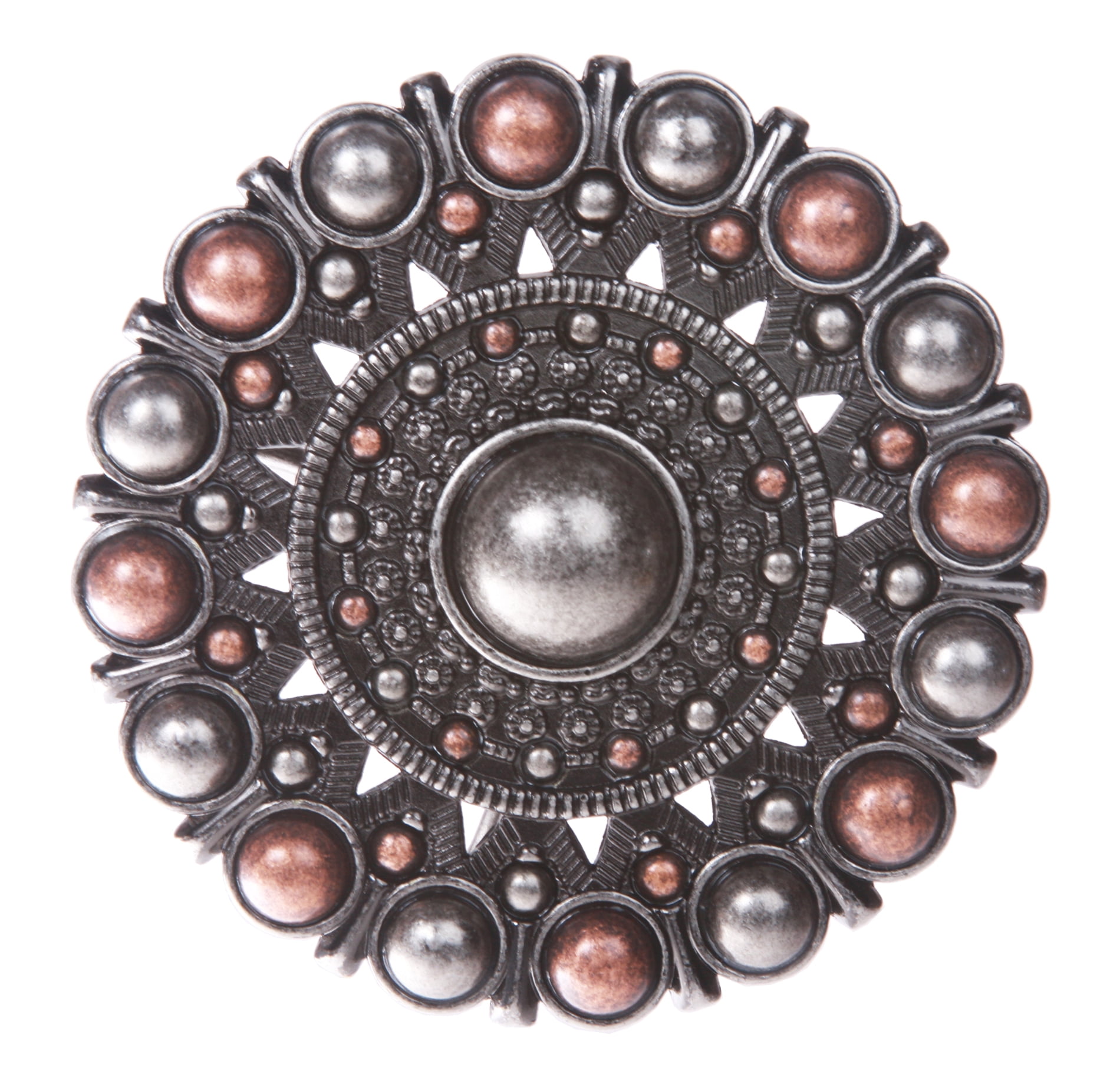 Metal Beaded Flower Round Belt Buckle - Walmart.com