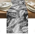 Black Fronds Table Runner, Black Slate Leaf Plant Canvas Weave Texture ...