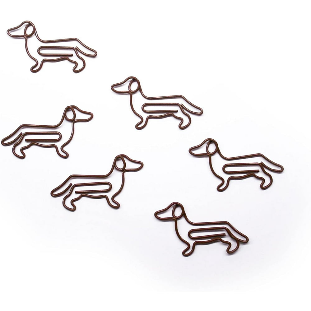100 Count Brown Dachshund Shaped Paper Clips, Dog Lover Cute Gifts ...