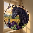 Black Horse Stained Glass Suncatcher – Equestrian Nature Scene Window ...