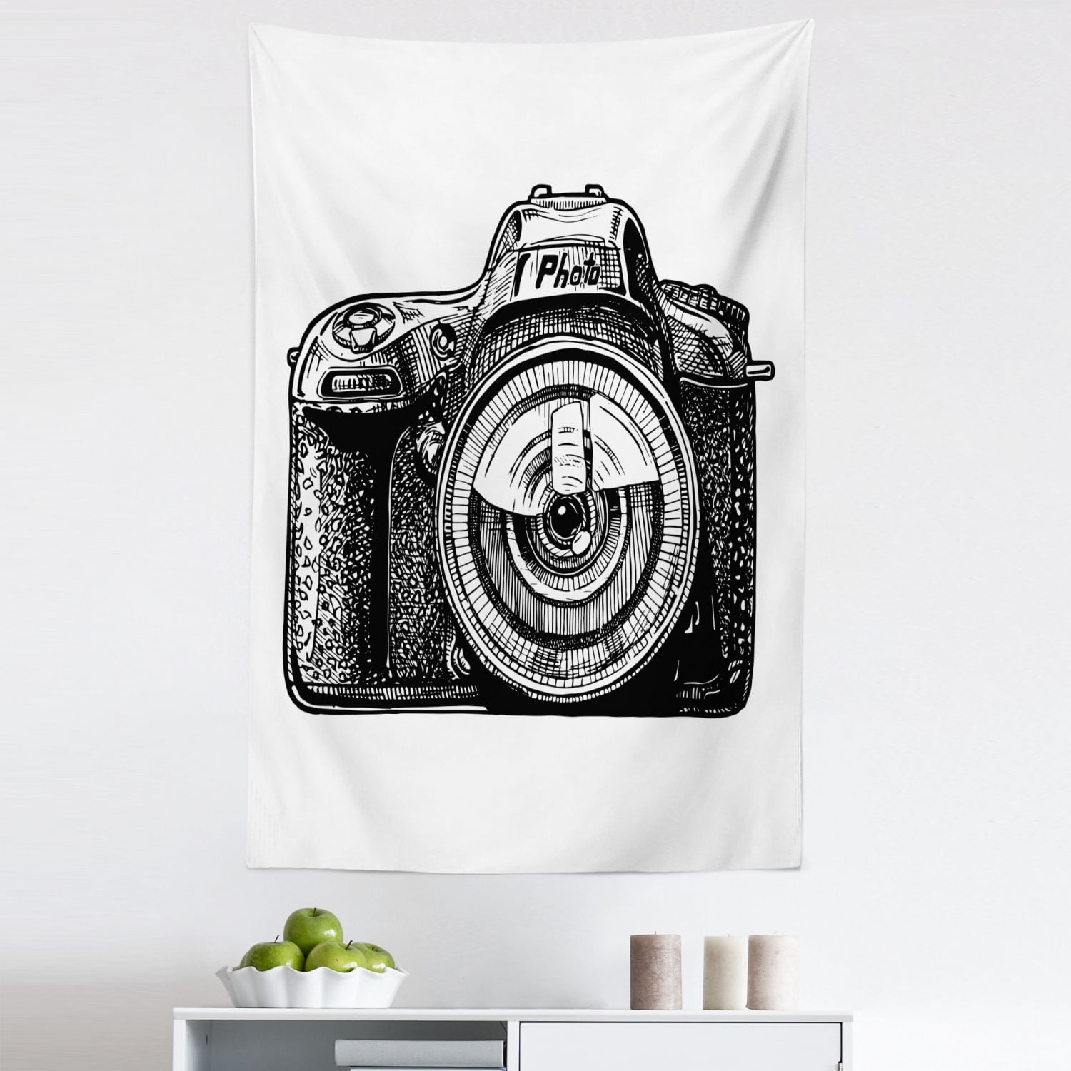 Camera Tapestry, Sketch Retro Photo Device Capturing Memories Classic ...