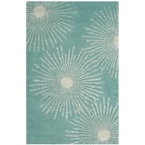 SAFAVIEH Soho Fiesta Celebration Wool Area Rug, Light Teal/Multi, 6' x ...