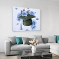 Blue Graduation Cap Canvas Print Wall Art, Rose Flower Gradient ...