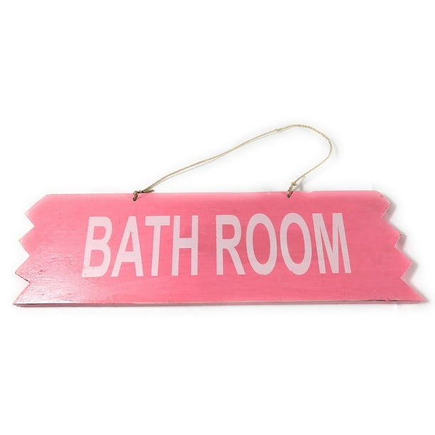 Cute "Bathroom" Wooden Sign 12" X 4" - Pink | #snd25113p - Walmart.com ...