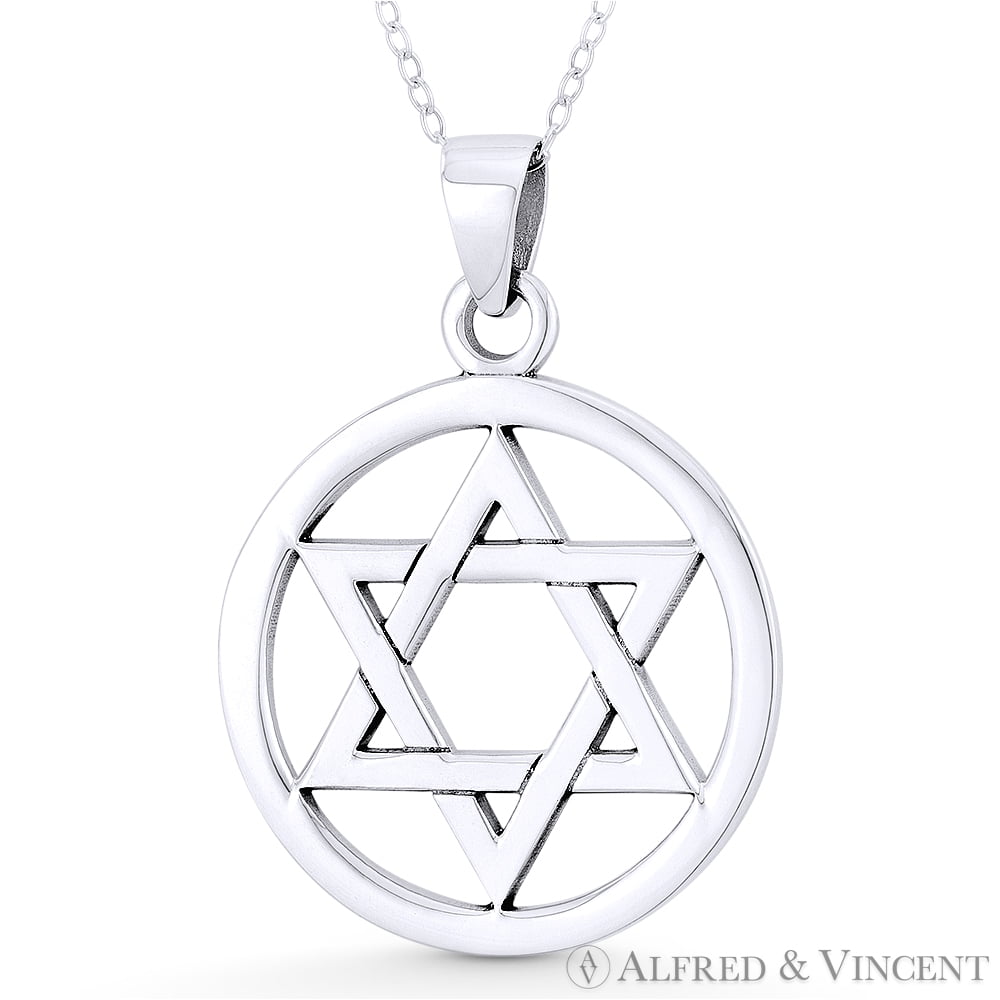 Star of David / Jewish Magen Charm & 1" Circle Pendant & Chain Necklace ...
