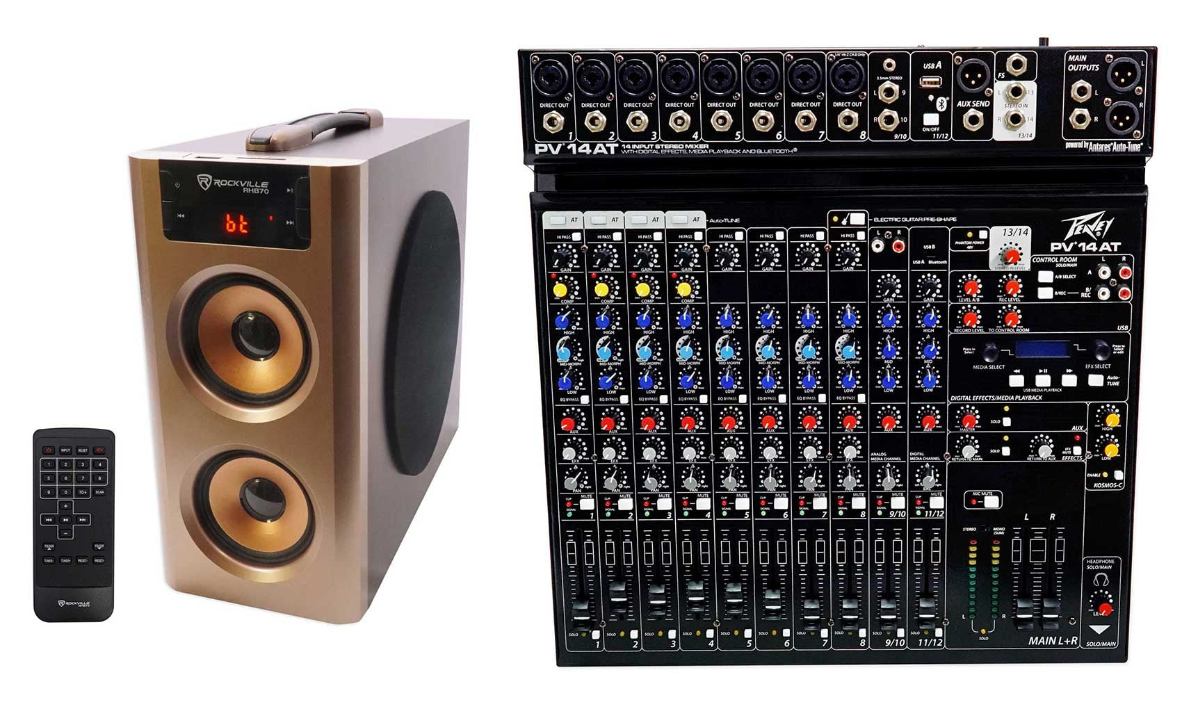 Peavey PV 14AT PV14AT Mixer,8 mic in,USB,Compressor/Effects+Bluetooth ...