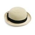 Nuolux Fashion Womens Girls Bowknot Roll Up Wide Brim Dome Straw