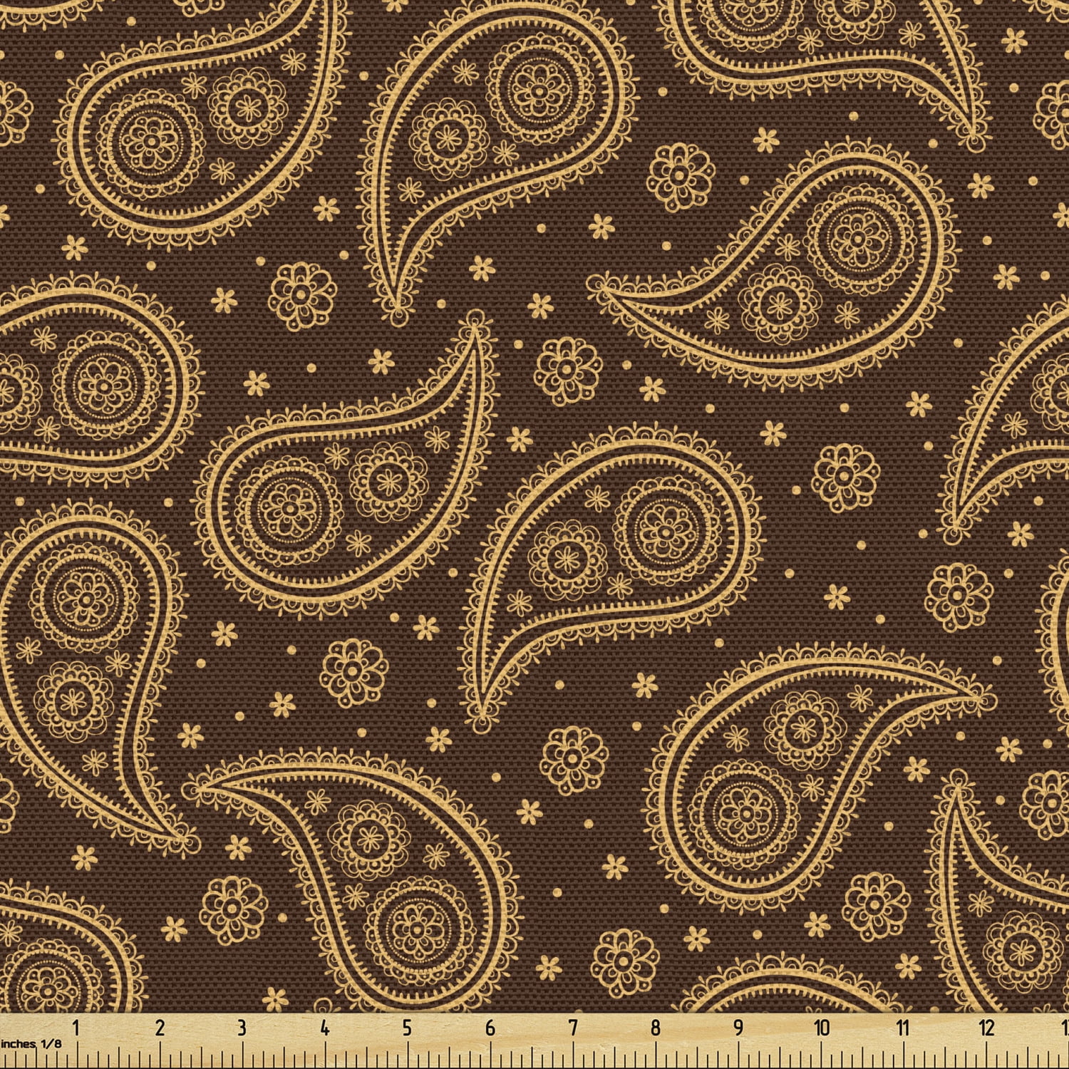 Brown Paisley Fabric by the Yard, Classical Eastern Chocolate Tones ...