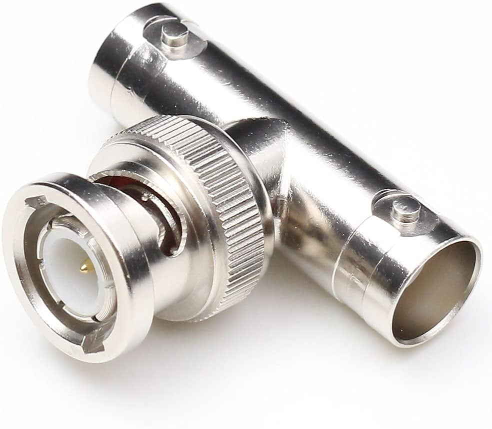 ANHAN BNC Male to 2 BNC Female Adapter 3 Way Tee T Type Triple Jack Connector Splitter Connector ...