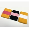 Couver Terry Cloth Two Color Striped Wrist Sweatbands, Black Dark Red ...
