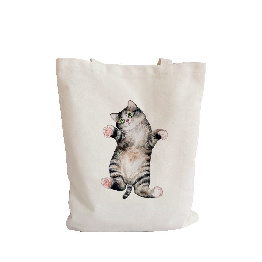 Women's canvas bag Canvas Tote Bag Orange Tabby Hot Dog Cat Cute Funny ...