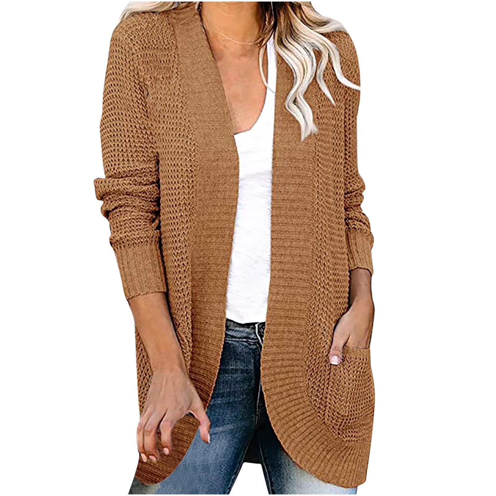 Click here for Pompotops Women Casual Soild Long Sleeve Pocket Pl... prices