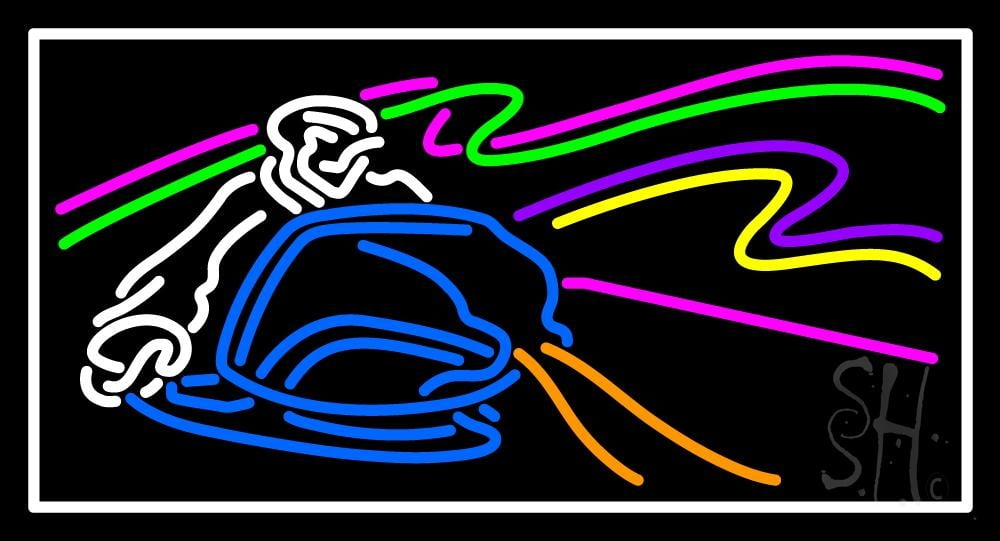 Man With Computer And White Border Logo LED Neon Sign 20 x 37 - inches ...