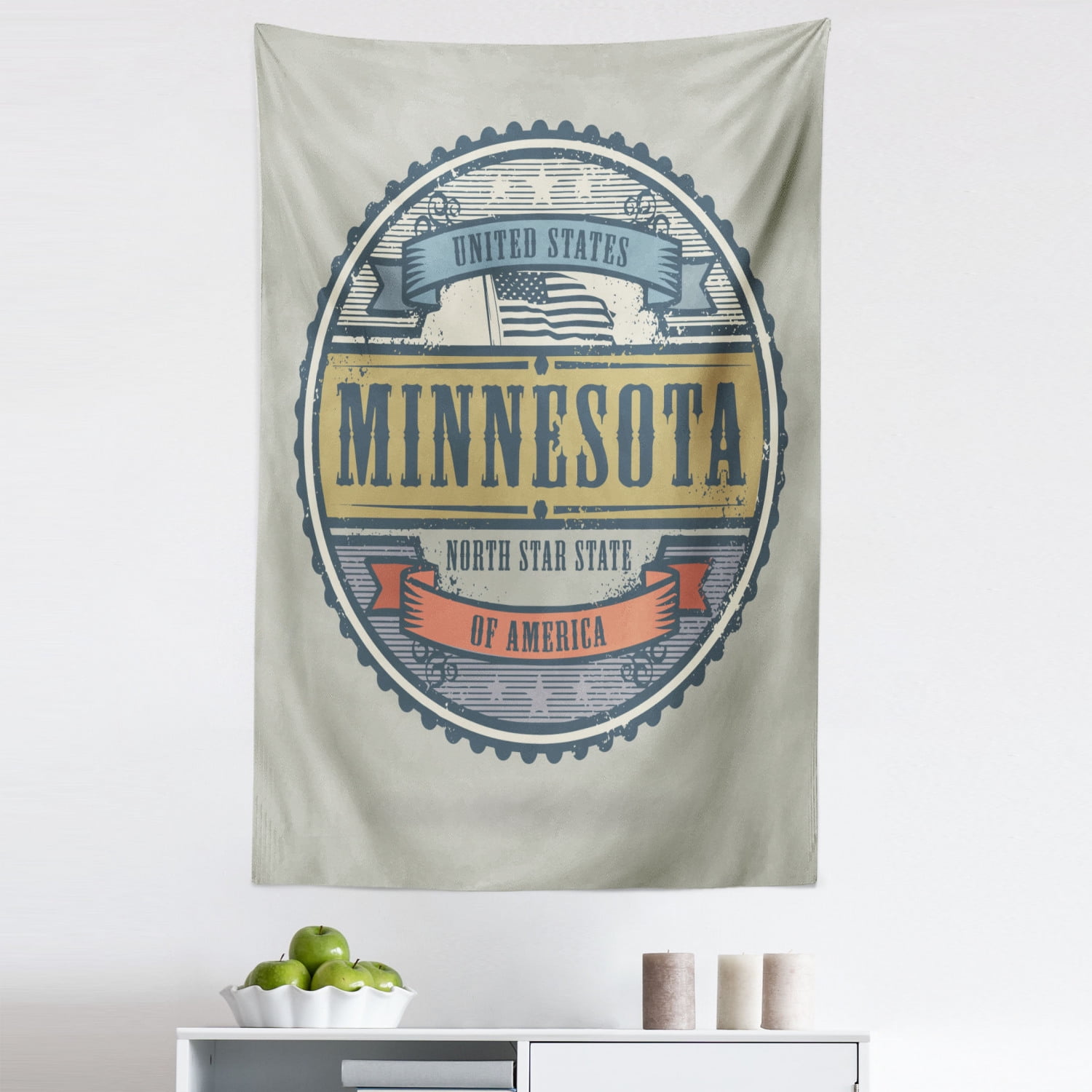 Minnesota Tapestry, North Star State of America Lettering in Retro ...