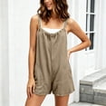 Byworldtasic Womens V-Back Straps Romper Short Overalls with Pockets ...