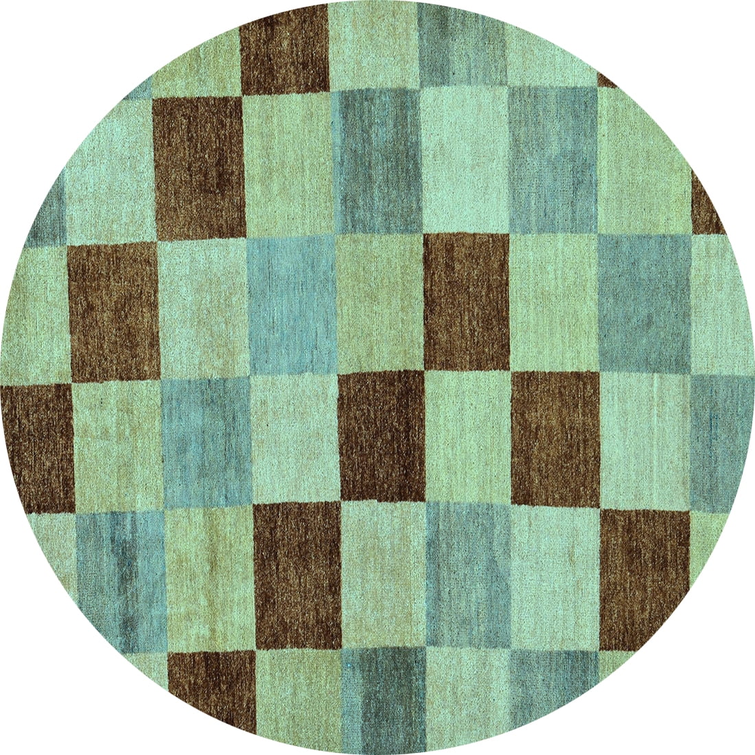 Ahgly Company Indoor Round Checkered Light Blue Modern Area Rugs, 8 ...