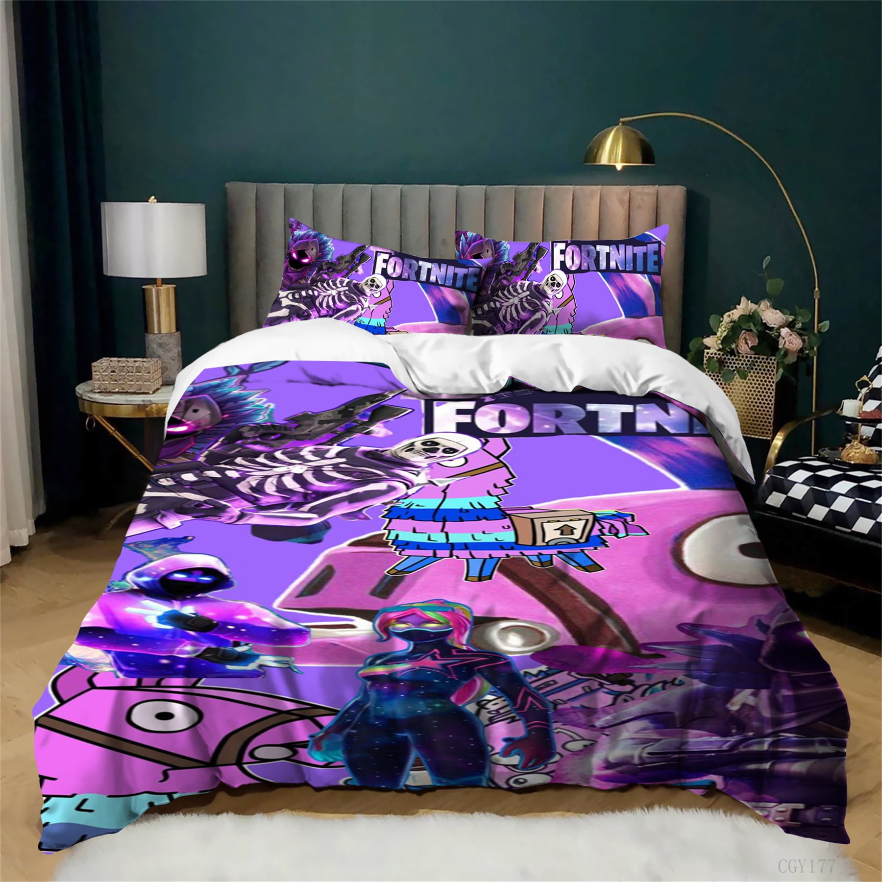 Fortnite Duvet Cover Sets 3 Pieces Quilt Cover with Zipper Closure 3D ...